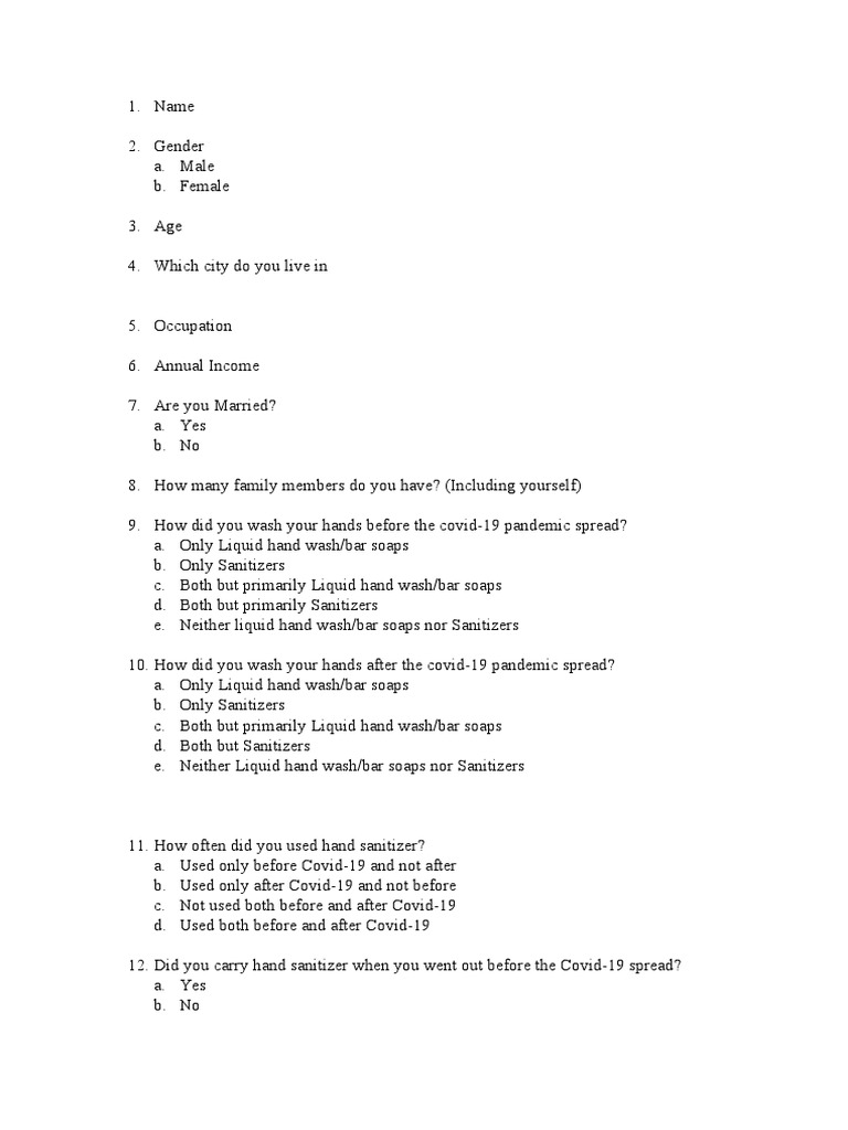 MR Survey | PDF | Hand Washing | Wash