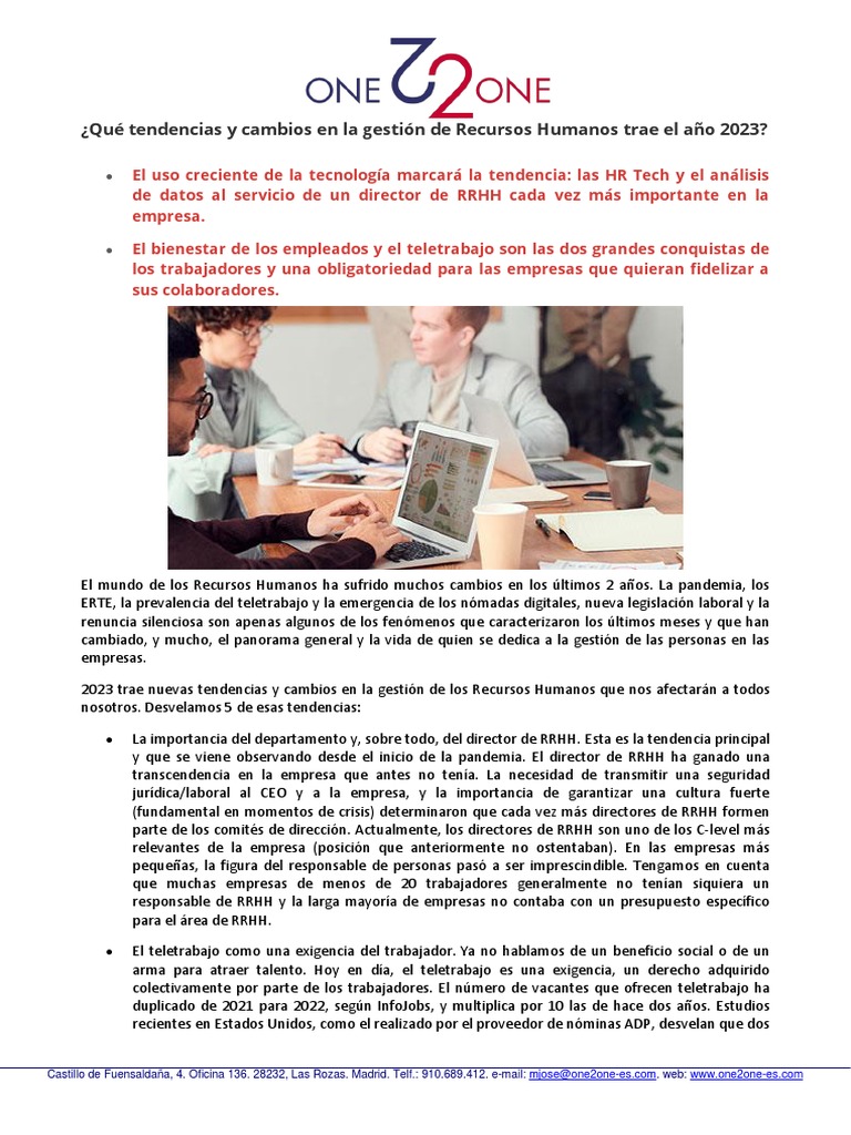 O2o - Tendencias RRHH 2023 | PDF | Gestión de recursos humanos | Business