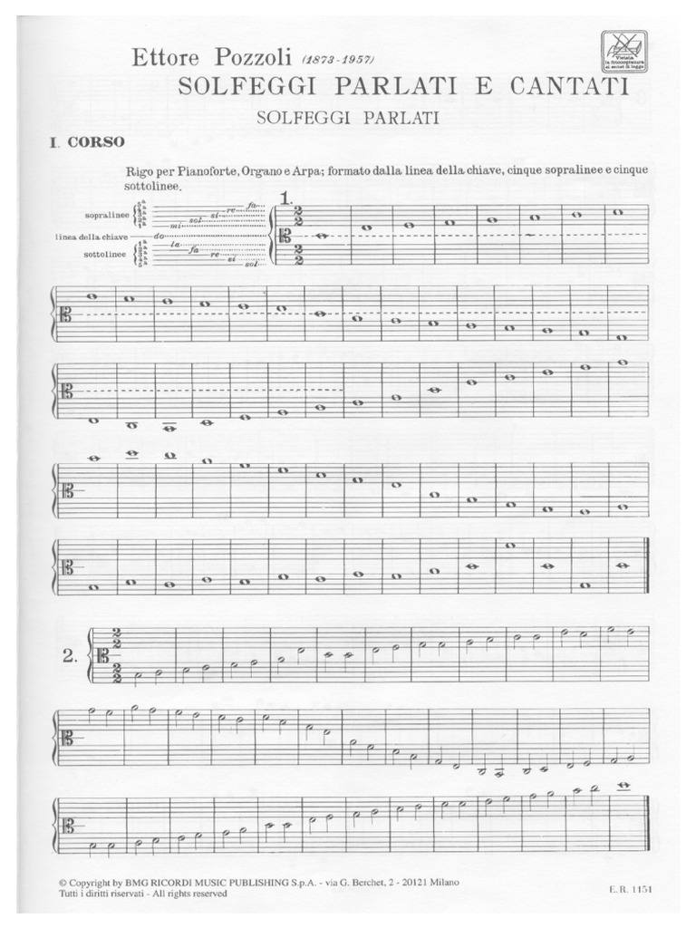 Metodi - Pianoforte - Pozzoli - Solfeggi Parlati E Cantati I Corso | PDF