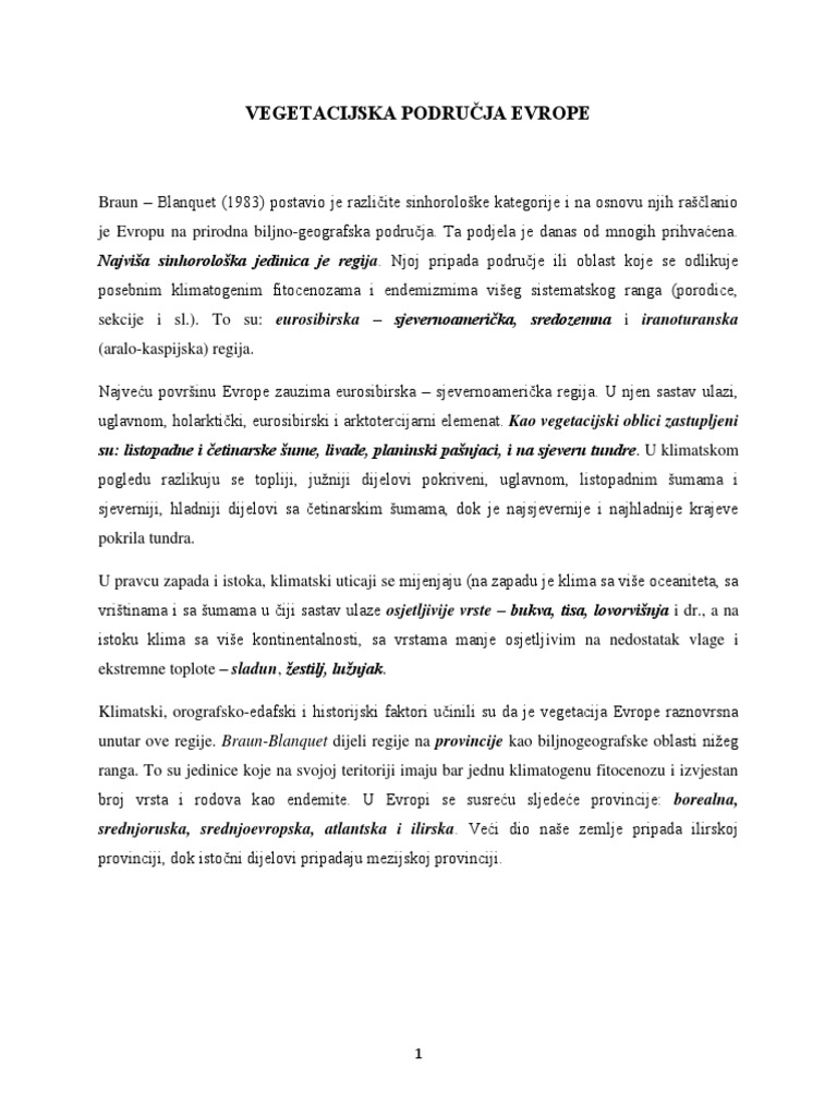 7) Vegetacijska Područja Evrope | PDF 7) Vegetacijska Područja Evrope | PDF