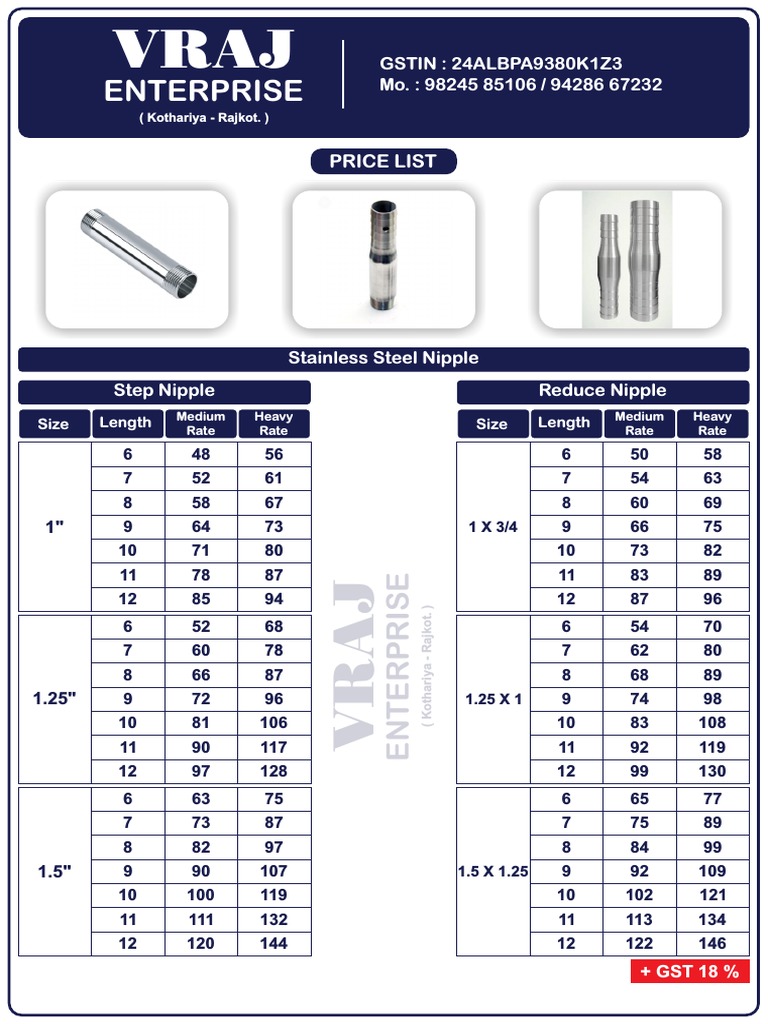 Vraj Enterprise Prise List | PDF