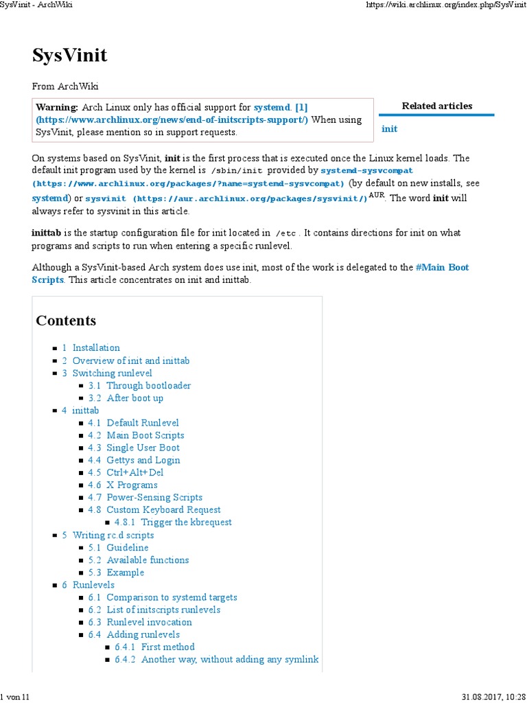 SysVinit - ArchWiki | PDF | Booting | Computing