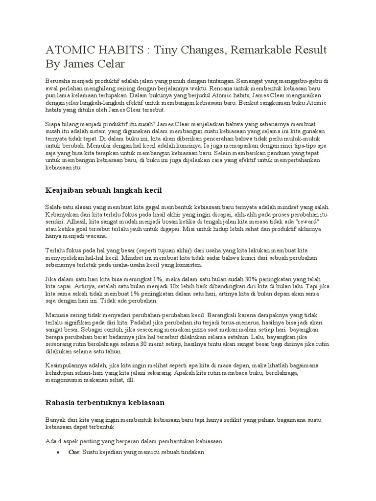 Resume Buku ATOMIC HABITS | PDF