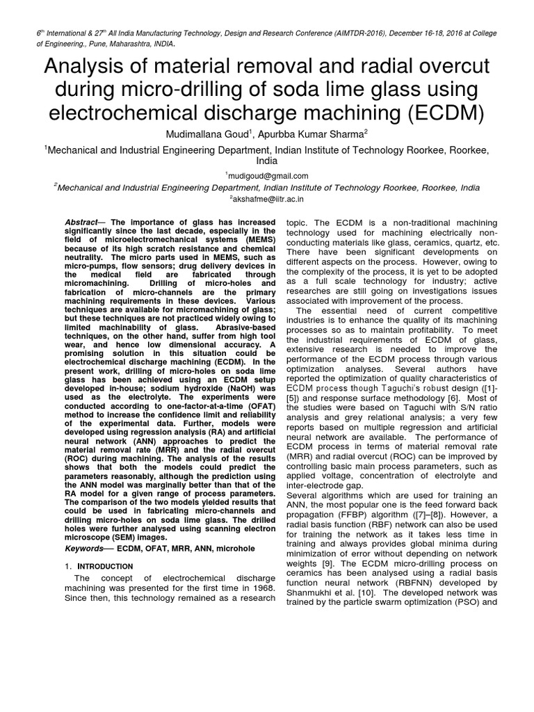 AIMTDR2016 - Full - Length Paper | PDF | Machining | Receiver Operating ...