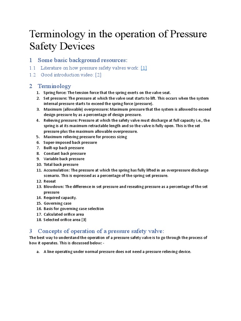 Pressure Safety Device Terminology Guide | PDF | Pressure | Valve