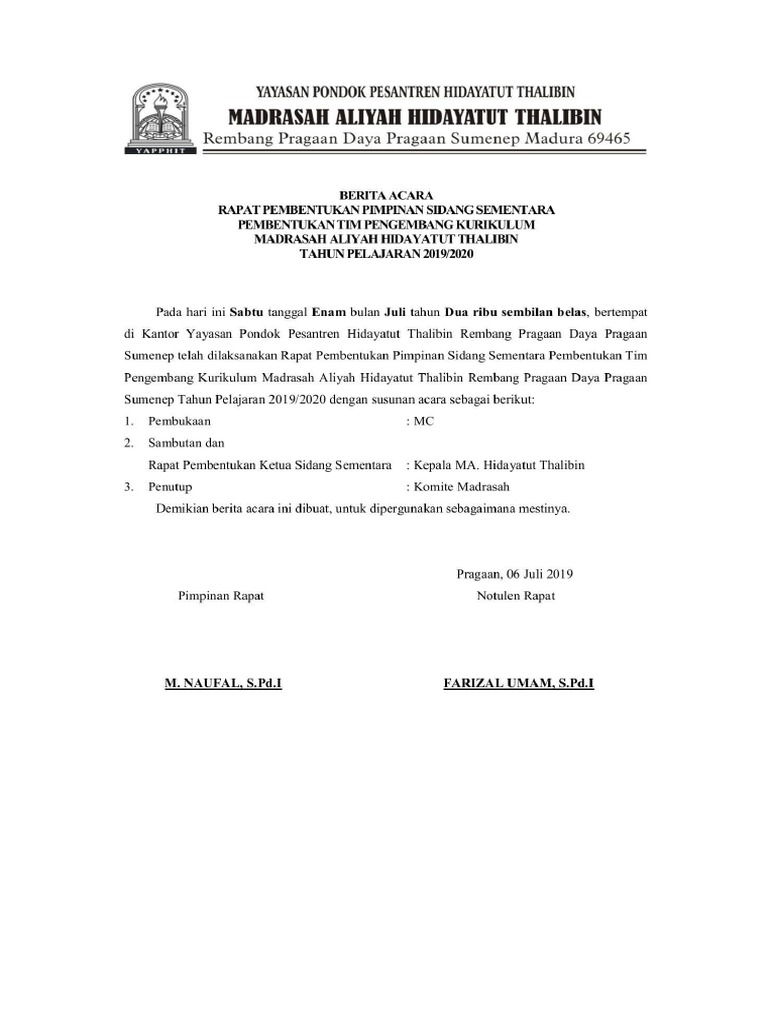 BERITA ACARA, DAFTAR HADIR, NOTULEN RAPAT Dan SK Workshop K-13 Pages 1 - 40 - Flip PDF Download ...