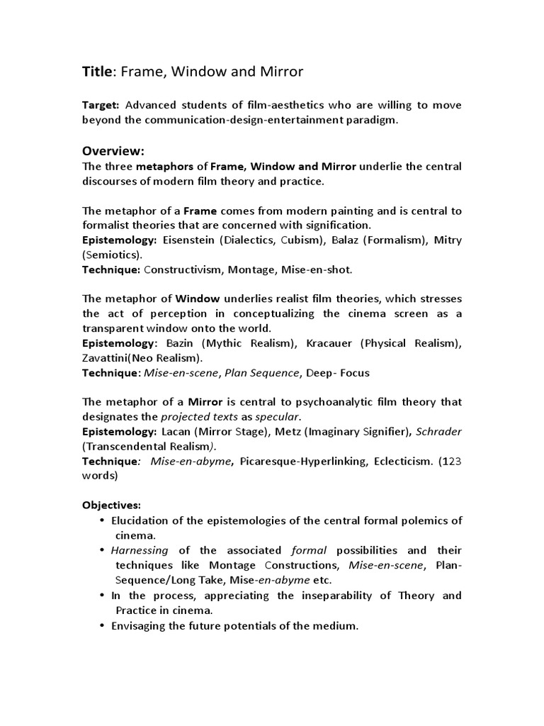 Frame, Window and Mirror | PDF