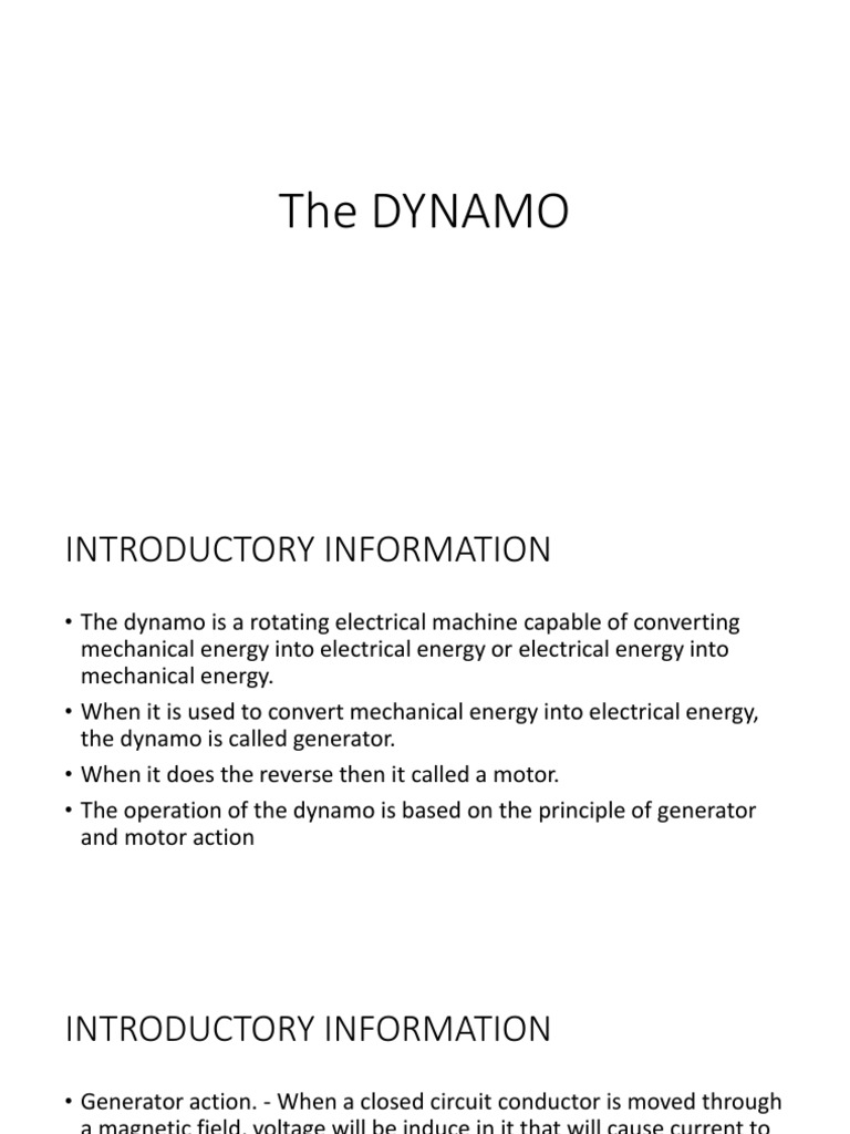 DC Mach Dynamo Structure | PDF | Electric Generator | Electric Motor