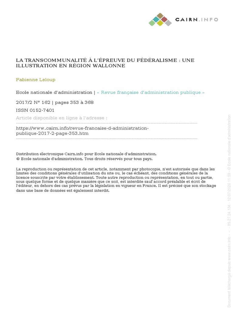 Rfap 162 0353 | PDF | Communes de France | Gouvernance