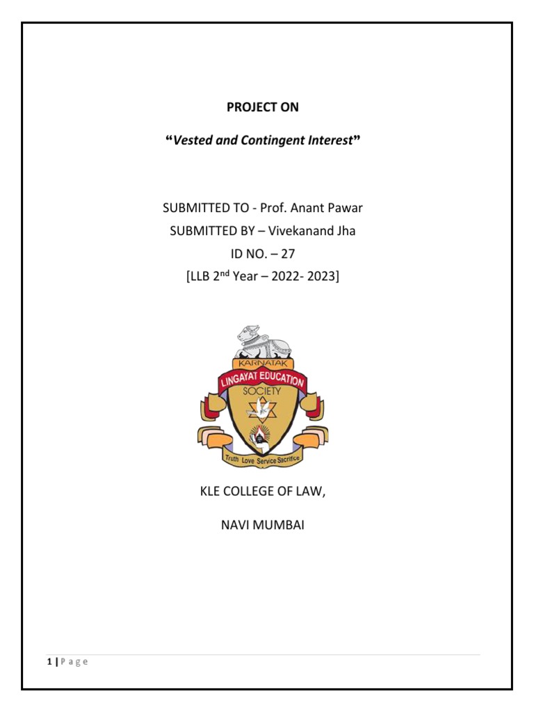 Vested and Contingent Interest | PDF | Property | Ownership