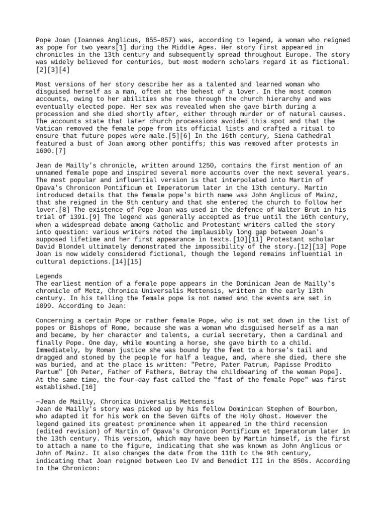 Historial Mith of Papise Joanna | PDF | Catholic Church