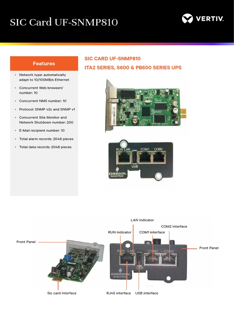 SNMP Datasheet For Ita Ups Sic snmp810 | PDF | Computer Network | Usb