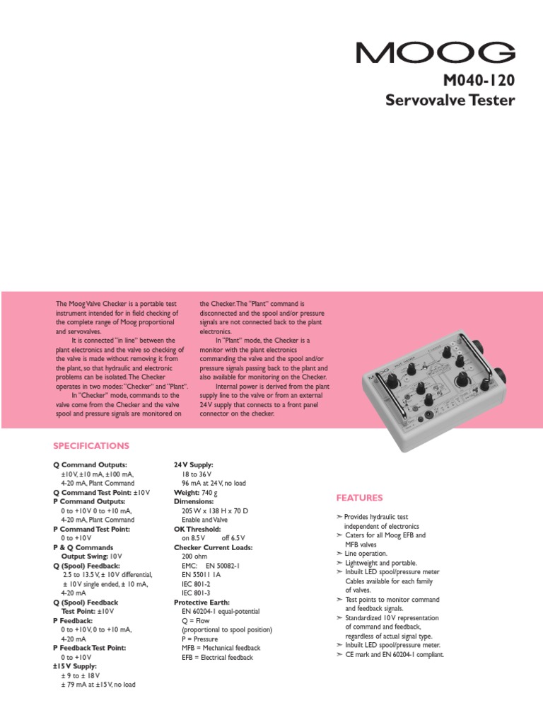M040-120 Servovalve Tester: Specifications | PDF | Vacuum Tube | Switch