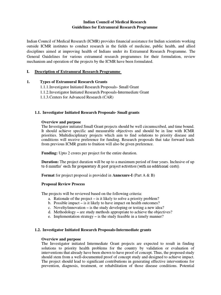 ICMR Extramural Research Grant Guidelines | PDF | Personalized Medicine ...