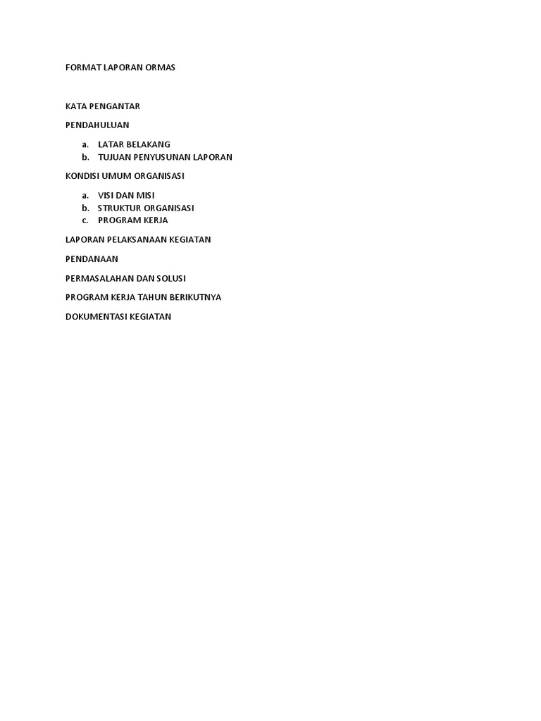 Format Laporan Kegiatan Ormas | PDF | Bisnis