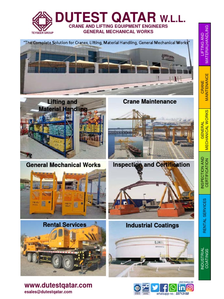 Company Introduction - Dutest Qatar (SM) | PDF | Crane (Machine ...