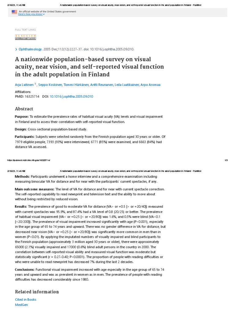 A Nationwide Population-Based Survey On Visual Acuity, Near Vision, and ... A Nationwide Population-Based Survey On Visual Acuity, Near Vision, and ...