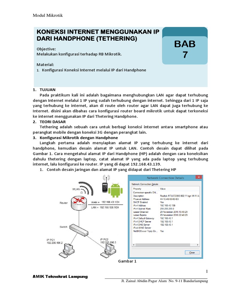 Konfigurasi Mikrotik via Tethering HP | PDF