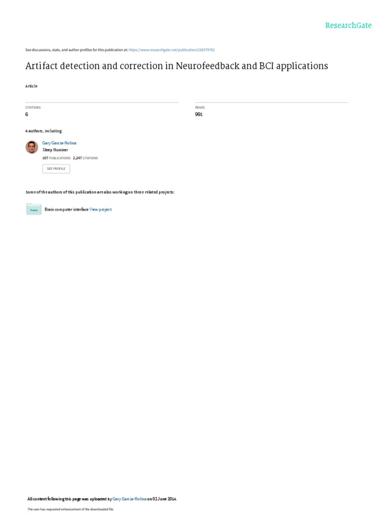 Artifact Detection And Correction In Neurofeedback Pdf