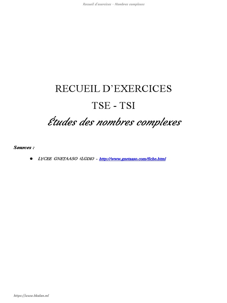 Nombres Complexes Pdf Nombre Complexe Analyse Mathématique