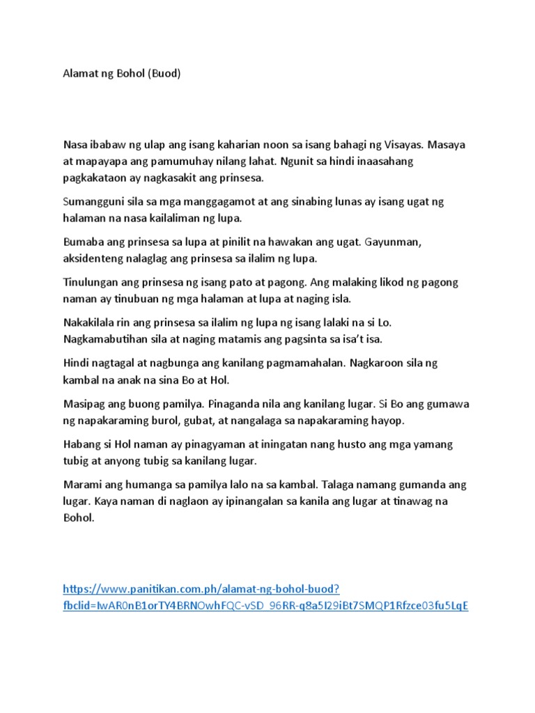 Alamat ng Bohol | PDF