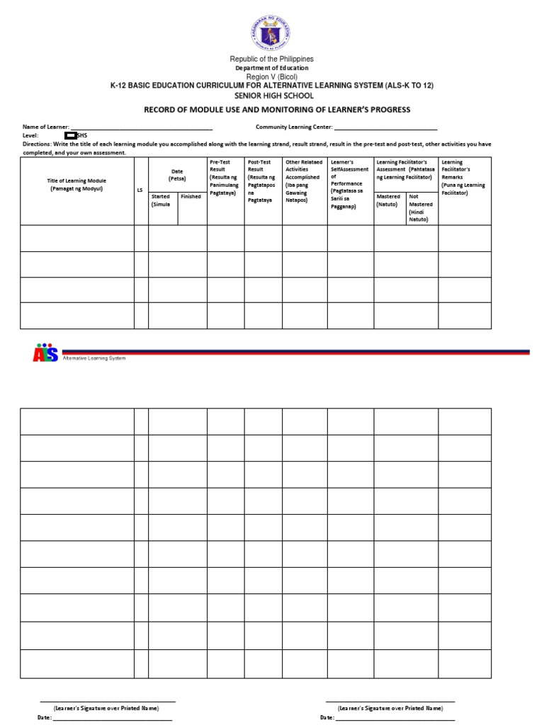 Record of Module Use Shs | PDF | Learning | Behavior Modification