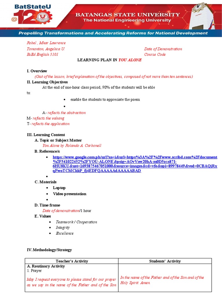 Lesson Plan | PDF | Learning | Human Communication