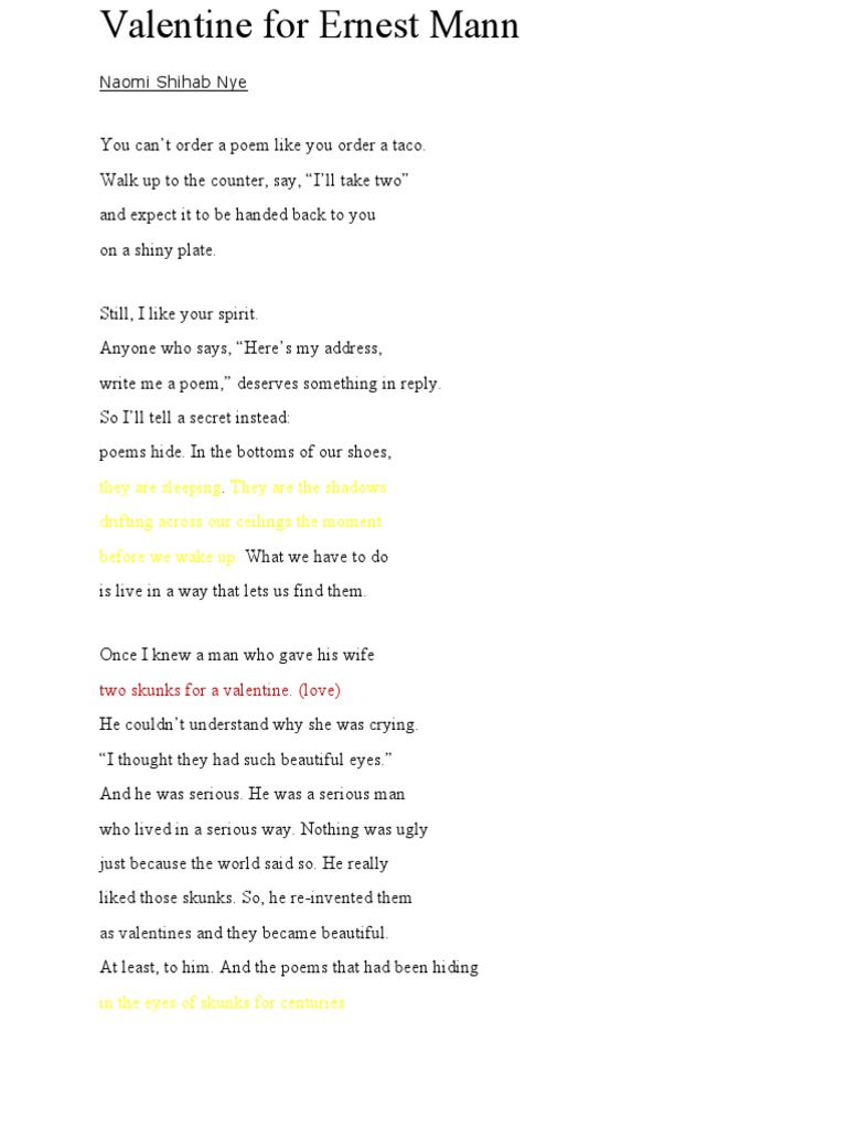 Valentine For Ernest Mann | PDF