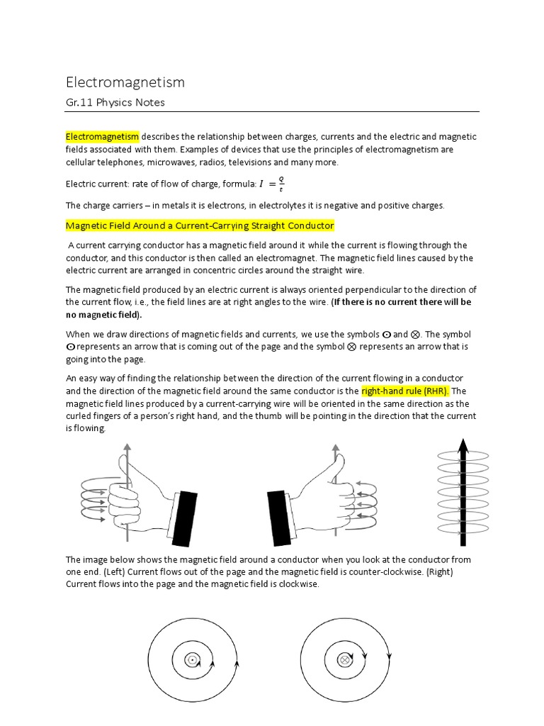Electrodynamics Gr.11 Notes and Qs | PDF | Electromagnetic Induction ...