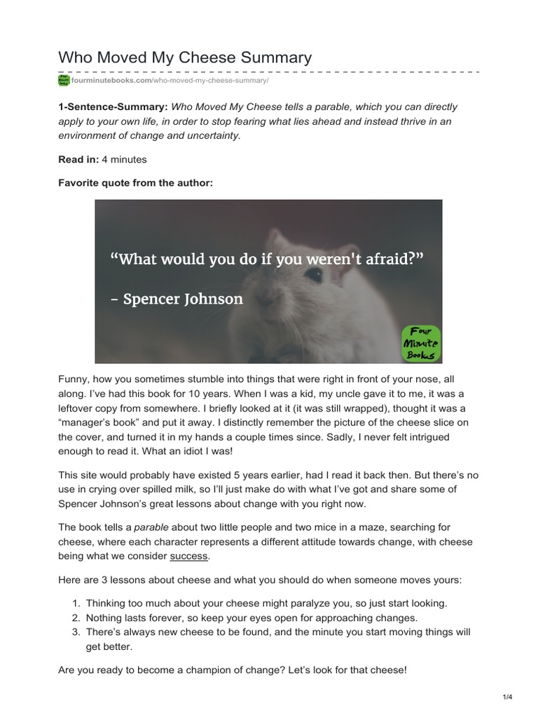 Who Moved My Cheese? Summary Guide | PDF