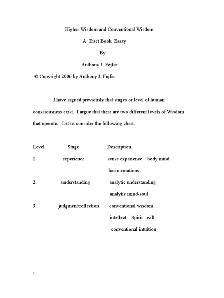 Higher Wisdom and Conventional Wisdom | PDF | Wisdom | Intuition