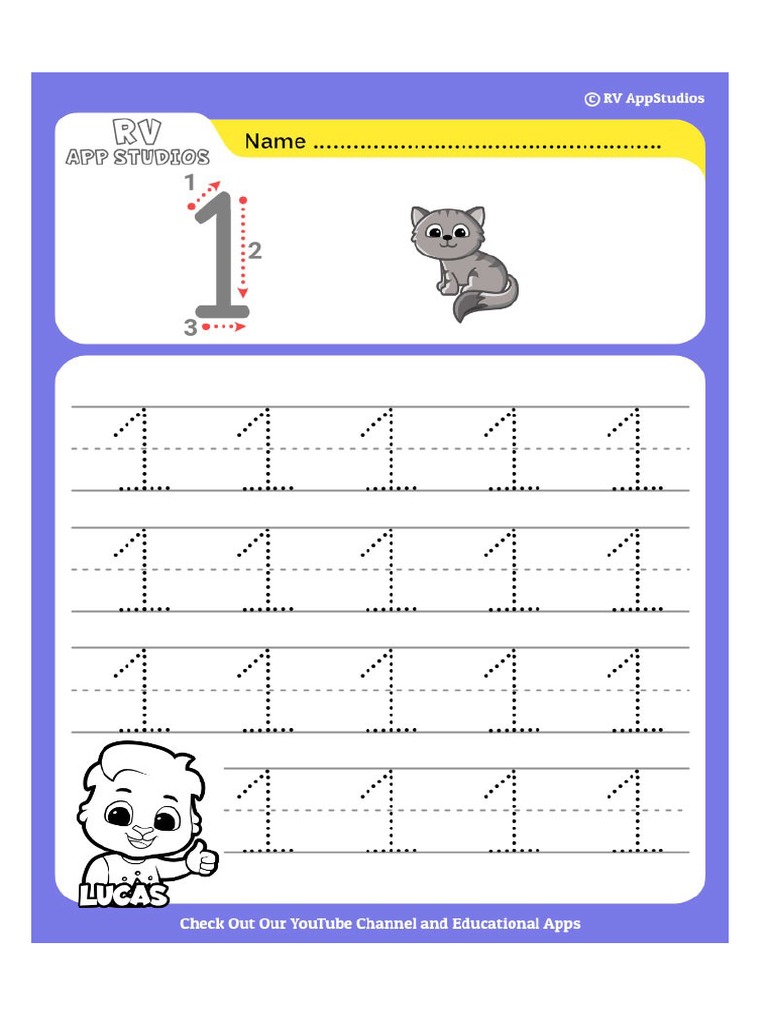 373 Free Printable Worksheets For Kids Number 1 Tracing Worksheets | PDF