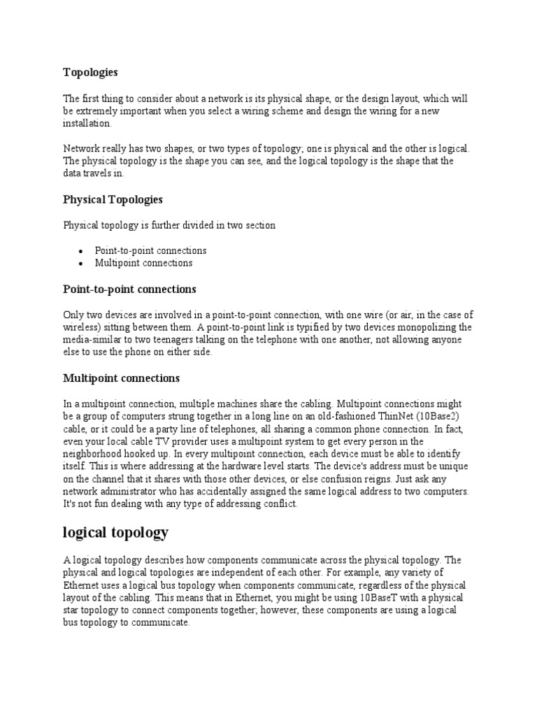 Topologies | PDF | Network Topology | Computer Network