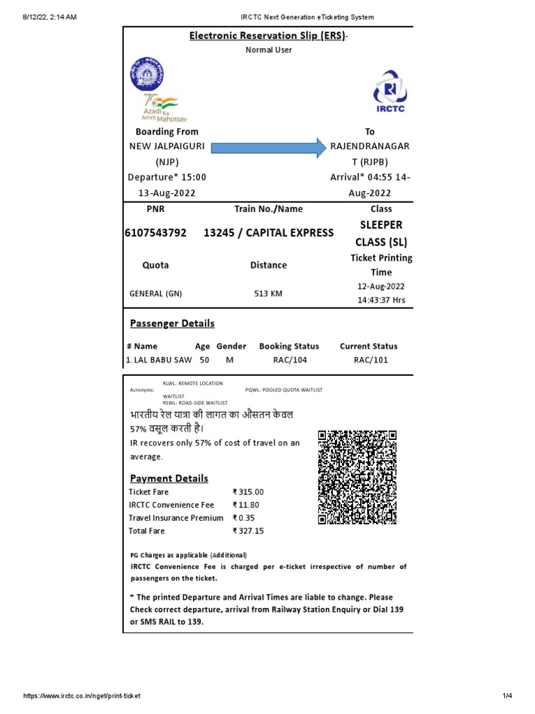 IRCTC Next Generation ETicketing System | PDF | Identity Document