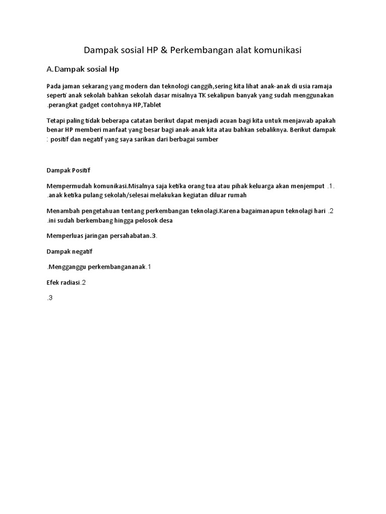 Dampak Sosial HP | PDF