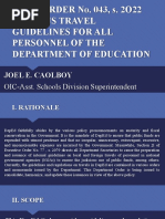 DO - s2022 - 043 Omnibus Travel Guidelines For All DepEd Personnel | PDF | Employment | Per Diem