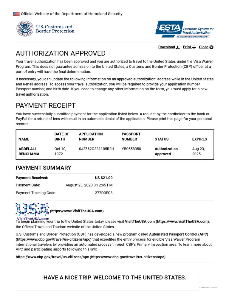 Official ESTA Application Website, U.S. Customs and Border Protection ...