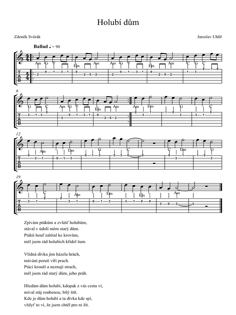 Holubí Dům (Noty) | PDF