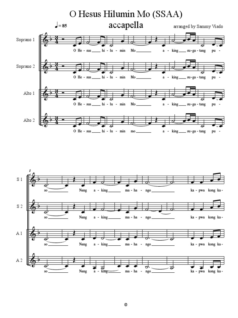 O Hesus Hilumin Mo SSAA (Accapella) | PDF