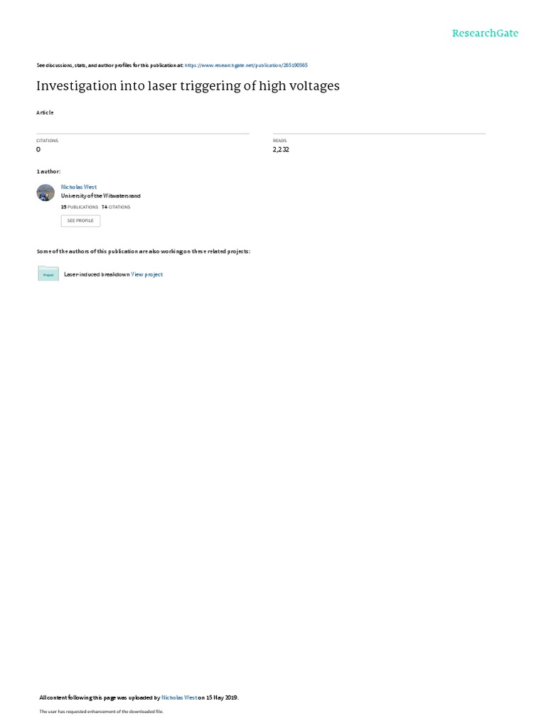 Investigation Into Laser Triggering of High Voltag | PDF | Ionization ... Investigation Into Laser Triggering of High Voltag | PDF | Ionization ...