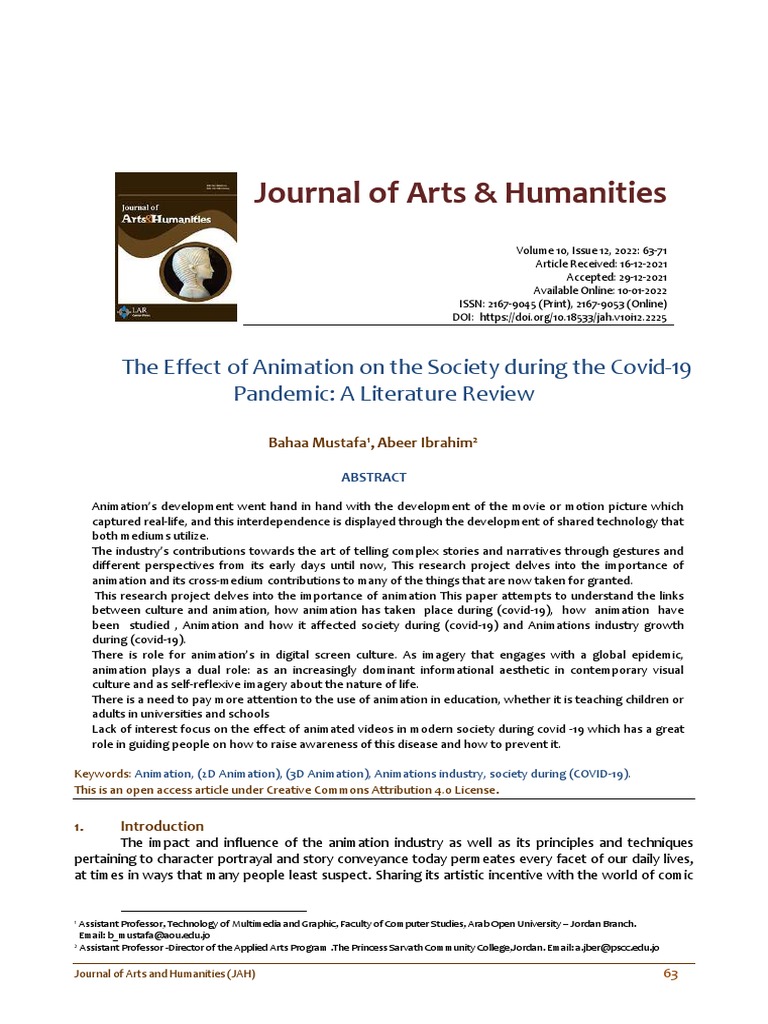 The Effect of Animation On The Society During The Covid19 Pandemic A Literature Review | PDF ...