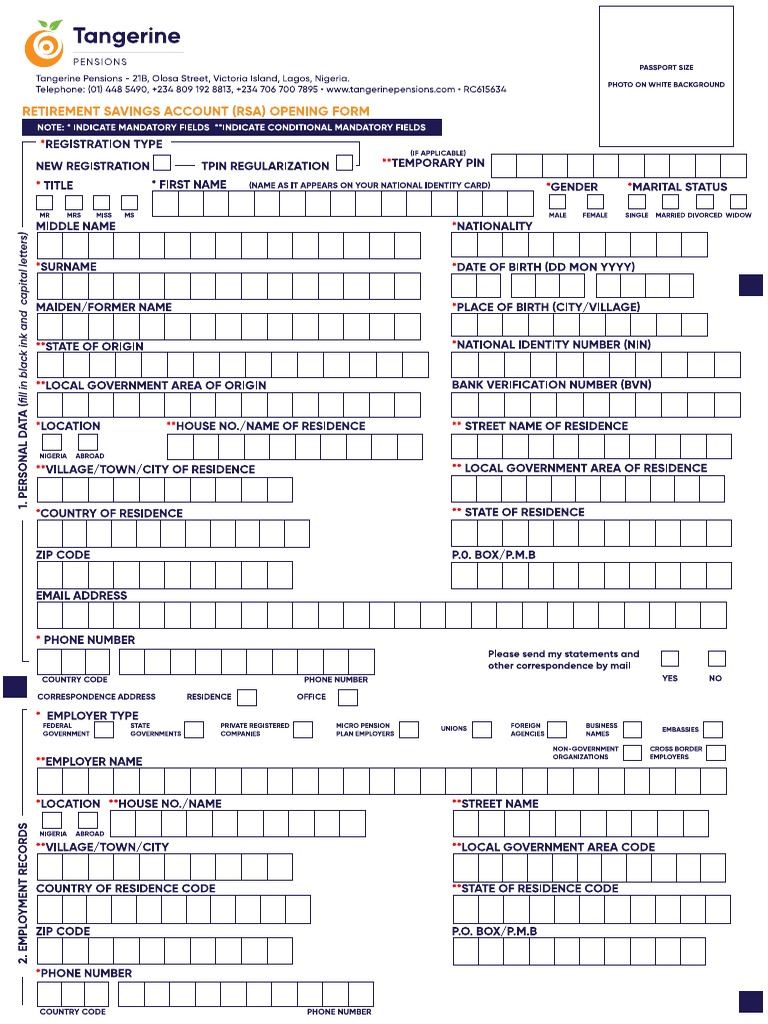 Tangerine Pensions Rsa Form | PDF