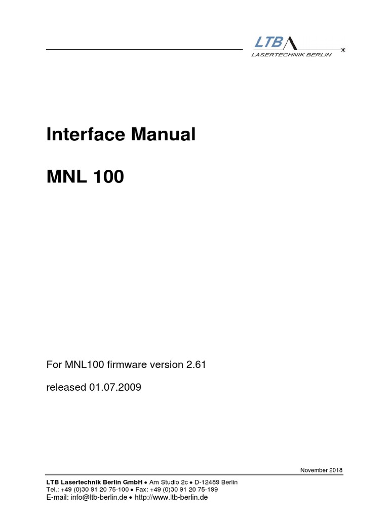 mnl100 Interface Manual | PDF | Bit | Ascii