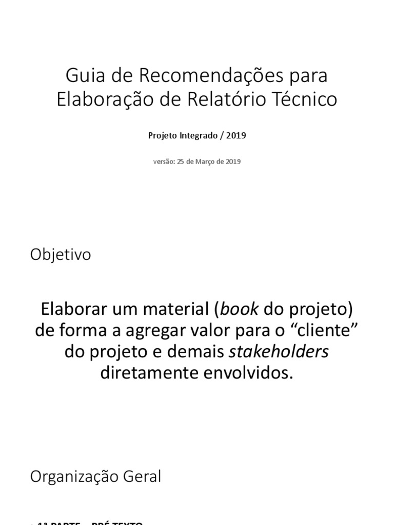 2019 03 25 - Recomendacoes para Elaboracao Do Relatorio - V Final | PDF 2019 03 25 - Recomendacoes para Elaboracao Do Relatorio - V Final | PDF