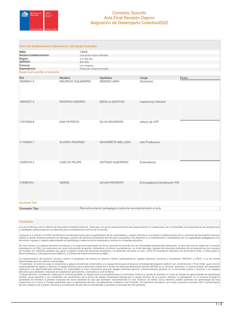 Acta Final Revision Deprov 12005 2022 | PDF | Enseñando | Salón de clases