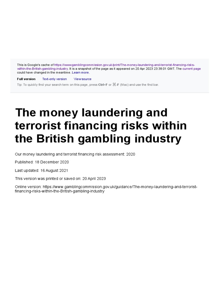 The Money Laundering and Terrorist Financing Risks Within The British ...