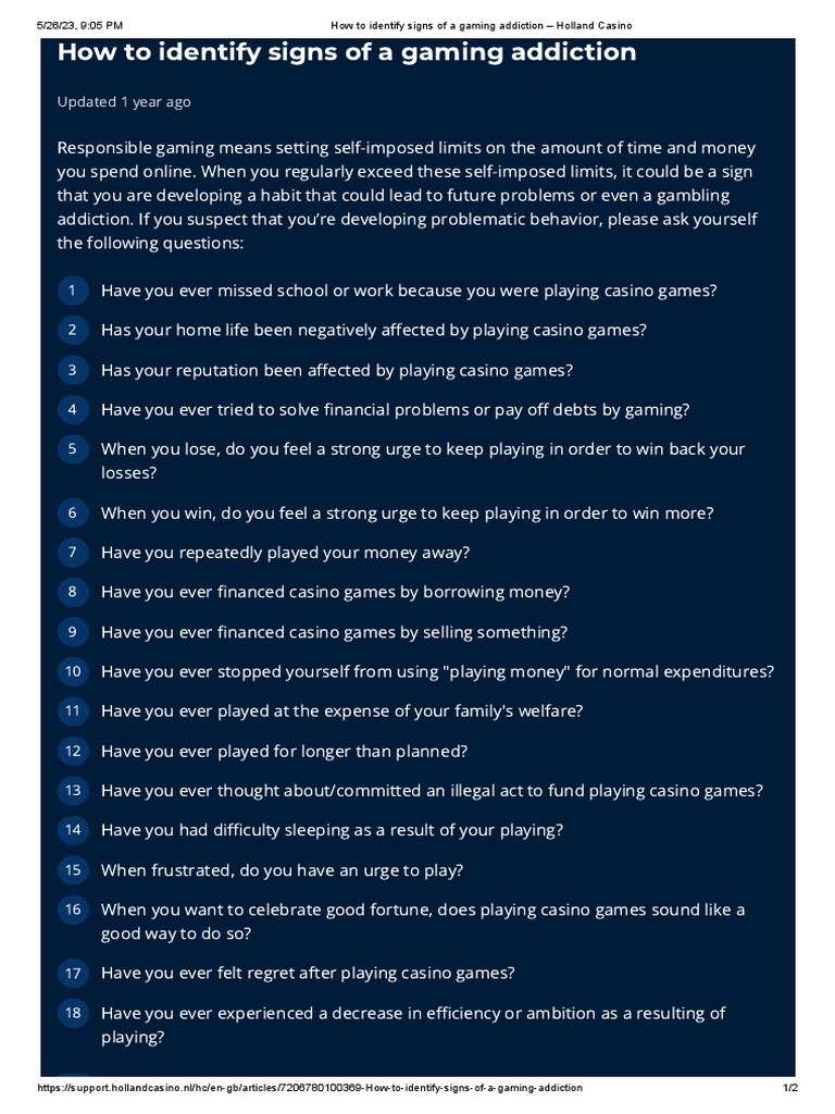 How To Identify Signs of A Gaming Addiction - Holland Casino | PDF ...