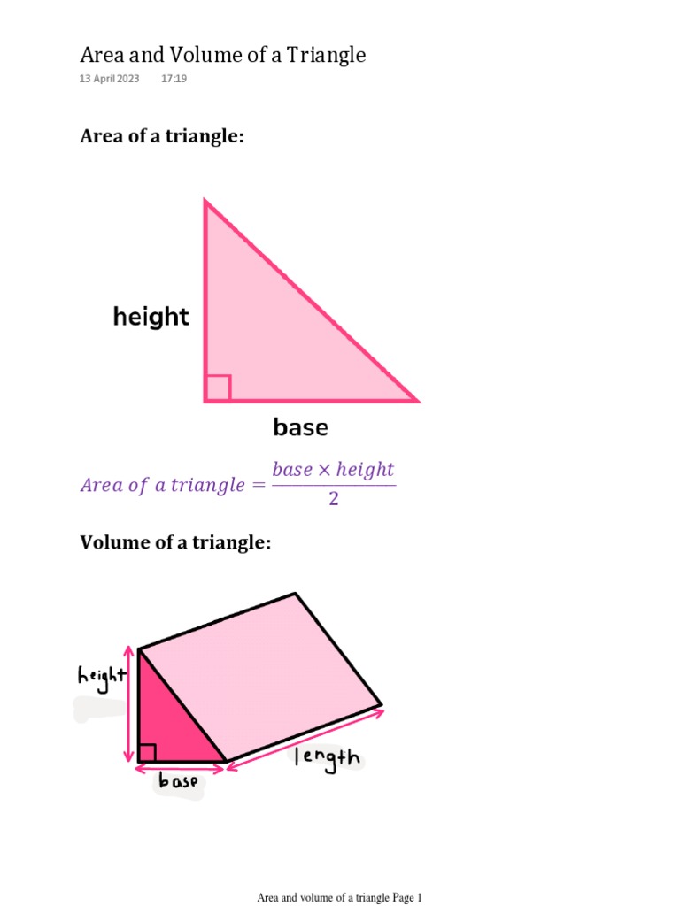 Area and Volume of A Triangle | PDF