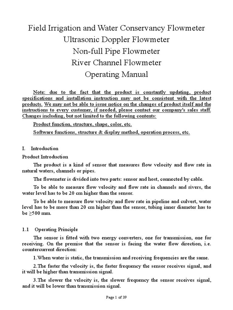 Doppler Ultrasonic Flowmeter | PDF | Flow Measurement
