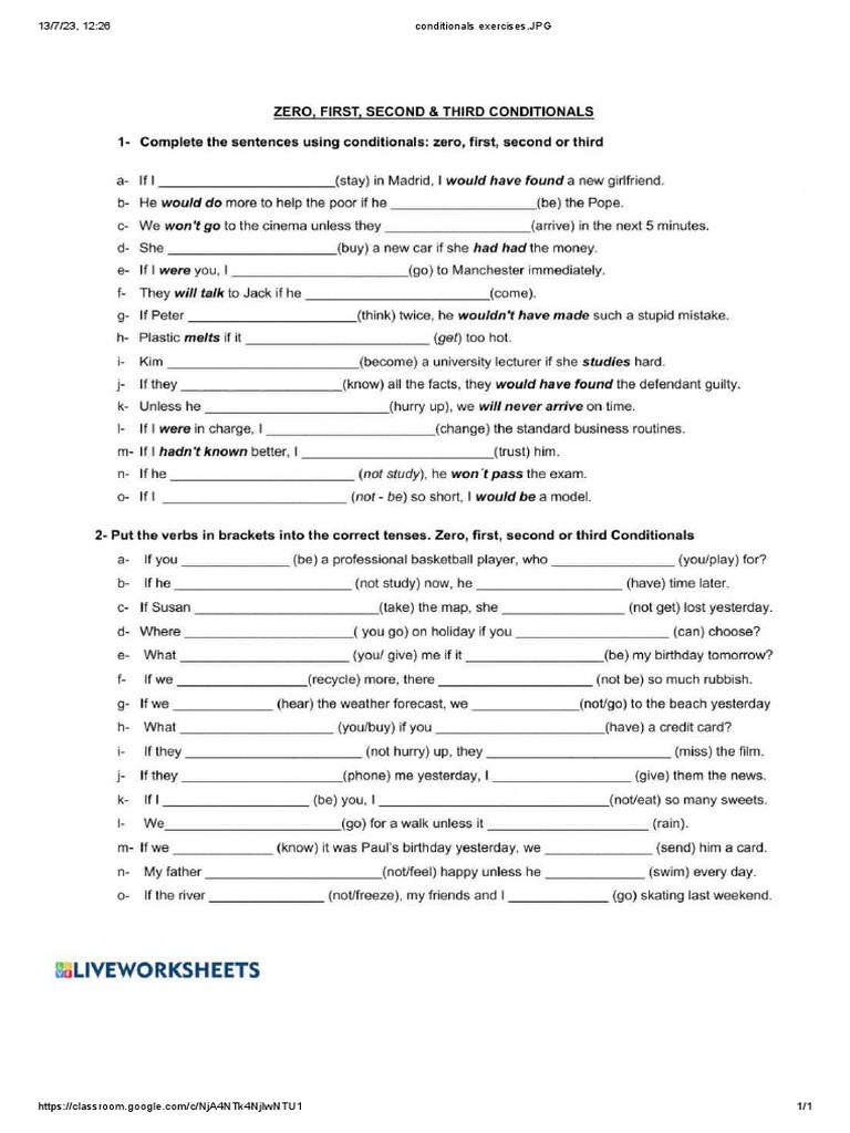 Conditional Exercises | PDF